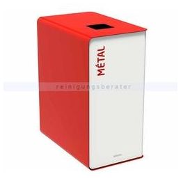 CUBATRI Abfallbehälter Rossignol 90 L weiß/rot ohne Schloss, mit Klemmbügel