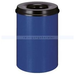 Papierkorb (feuersicher) rund 110 L blau-schwarz selbstlöschender Papierkorb Farbe blau, mit Deckel schwarz