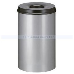 Papierkorb (feuersicher) rund 110 L aluminium-schwarz selbstlöschender Papierkorb Farbe aluminium, mit Deckel