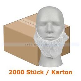 Einweghaube ABENA Bartmaske Polypropylenvlies weiß Karton Karton mit 2000 Stück, ca. 25 cm breit, elastisches Band