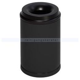 Papierkorb Var Mülleimer feuersicher Stahlblech 15 L schwarz für optimalen Schutz pulverbeschichtet, inklusive Kopfteil