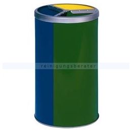 Mülltrennsystem Var 3-fach ohne Dach 90 L gelb, blau, grün 3x 30 L, aus Stahlteilen gefertigt und pulverbeschichtet