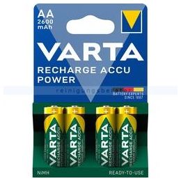 Akku Batterien Varta Recharge Accu Power AA R6 2600 mAh 4 Stück/Blister, sofort einsatzbereit da vorgeladen, 1,2 V