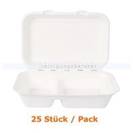 Menüschalen NatureStar BIO Lunchbox 2-geteilt 25 Stück 100 % kompostierbar, lebensmittelecht, Packabgabe