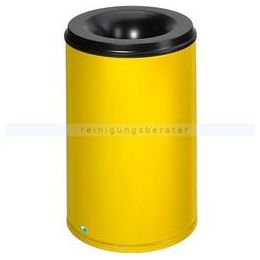 Papierkorb Var Mülleimer feuersicher Stahlblech 110 L gelb für optimalen Schutz pulverbeschichtet, inklusive Kopfteil