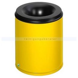 Papierkorb Var Mülleimer feuersicher Stahlblech 80 L gelb für optimalen Schutz pulverbeschichtet, inklusive Kopfteil