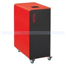 CUBATRI Abfallbehälter Rossignol mobil 90 L grau/rot mit Klemmbügel, Rädern, ohne Schloss