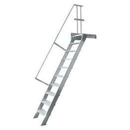 Treppenleiter Hymer stationär mit Podest 19 Stufen 1000 mm 60° Treppenneigung 60° serienmäßig mit einem Handlauf, links