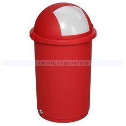 Mülleimer Var Abfallbehälter Pushbin 50 L rot mit Einwurfklappe, aus Kunststoff, abnehmbares Kopfteil