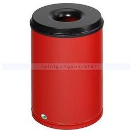 Papierkorb Var Mülleimer feuersicher Stahlblech 50 L rot für optimalen Schutz pulverbeschichtet, inklusive Kopfteil