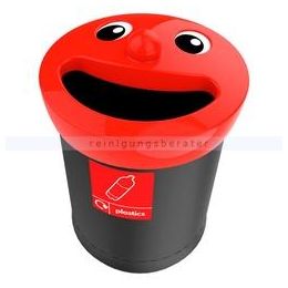 Mülleimer Smiley Face Bin Abfallbehälter 52 L schwarz rot für Schulen, Kindergärten und Kindertagesstätten