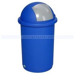 Mülleimer Var Abfallbehälter Pushbin 50 L blau mit Einwurfklappe, aus Kunststoff, abnehmbares Kopfteil