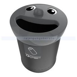 Mülleimer Smiley Face Bin Abfallbehälter 52 L grau schwarz für Schulen, Kindergärten und Kindertagesstätten