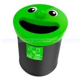 Mülleimer Smiley Face Bin Abfallbehälter 52 L schwarz limone für Schulen, Kindergärten und Kindertagesstätten