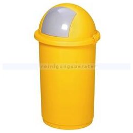 Mülleimer Var Abfallbehälter Pushbin 50 L gelb mit Einwurfklappe, aus Kunststoff, abnehmbares Kopfteil