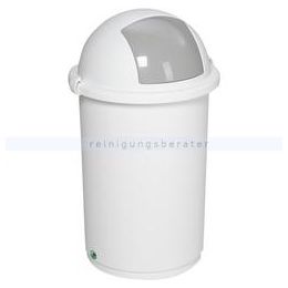 Mülleimer Var Abfallbehälter Pushbin 50 L weiß mit Einwurfklappe, aus Kunststoff, abnehmbares Kopfteil