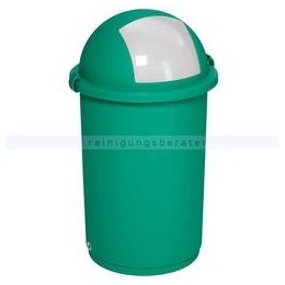 Mülleimer Var Abfallbehälter Pushbin 50 L grün mit Einwurfklappe, aus Kunststoff, abnehmbares Kopfteil