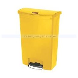 Treteimer Rubbermaid Slim Jim Kunststoff gelb 90 L Tretabfallbehälter mit Pedal an der Breitseite