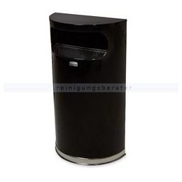 Mülleimer Rubbermaid Designer halbrund 34 L schwarz mit Kunststoffeinsatz, halbrunde Form, hohe Stabilität