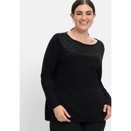 sheego Große Größen: Pullover mit Pailletten, weiche Strickqualität, schwarz, Gr.56/58