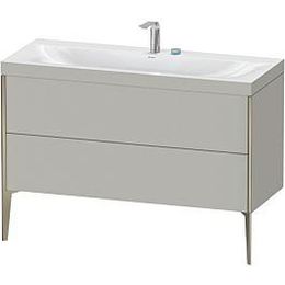 Duravit XViu Waschtisch-Unterschrank XV4712EB107C 120x48cm, 2 Schubkästen, 2 Hahnlöcher, champagner matt, Rahmen C, betongrau matt