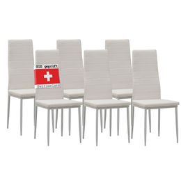 ALBATROS Esszimmerstühle MILANO 6er Set, Weiss - Polsterstuhl mit Kunstleder-Bezug, Modernes und Stilvolles Design am Esstisch - Küchenstuhl oder Stuhl Esszimmer mit hoher Belastbarkeit