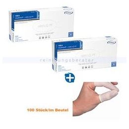 Set Nitrilhandschuhe Maimed 100 Stk. Gr. L inkl. Fingerlinge inkl. 100 Stk. Nitrilhandschuhe u. 100 Latex Fingerlinge