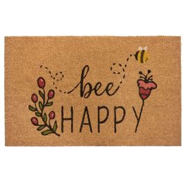 Fußmatte Bee Happy, Hanse Home, rechteckig, Höhe: 15 mm, Kokos, Schmutzfangmatte, Outdoor, Rutschfest, Innen, Kokosmatte, Flur, braun
