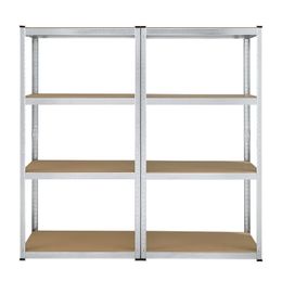 Juskys Lagerregal Easy 2er Set &ndash; Metall Schwerlastregal 160x80x40 cm, 8 B&ouml;den, 640 kg, verzinkt