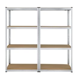 Juskys Lagerregal Easy 2er Set – Metall Schwerlastregal 160x80x40 cm, 8 Böden, 640 kg, verzinkt