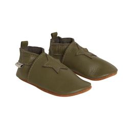 EN FANT - Glattleder-Krabbelschuhe STERN in dusty olive, Gr.23