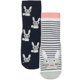 tausendkind essentials - Socken HASE 2er-Pack in navy/rosa, Gr.19/20