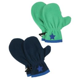 tausendkind essentials - Fleece-Handschuhe STERNCHEN 2er-Pack in dunkelblau/grün, Gr.110-122