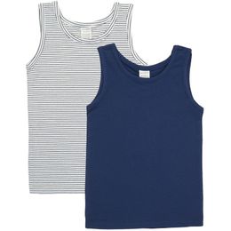 tausendkind essentials - Unterhemd EASY 2er-Pack in weiß/dunkelblau, Gr.92/98