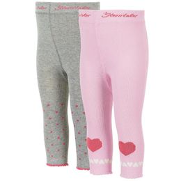 Sterntaler - Leggings HERZEN & TUPFEN 2er-Pack in grau melange/rosa, Gr.86