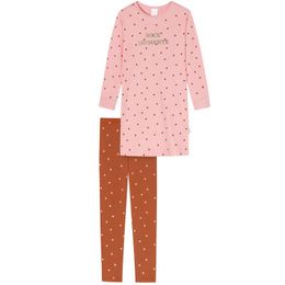 Schiesser - Schlafanzug lang NATURAL LOVE – GOLD gepunktet in rosa, Gr.92