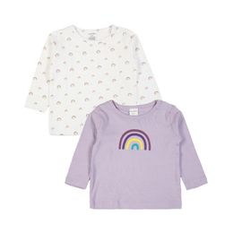 tausendkind essentials - Langarmshirt REGENBOGEN 2er-Pack in weiß/flieder, Gr.68