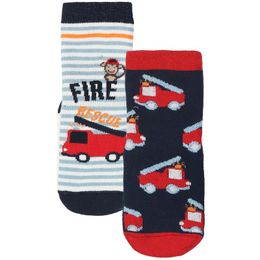 tausendkind essentials - ABS-Socken FEUERWEHR 2er-Pack in navy/bunt, Gr.19/20