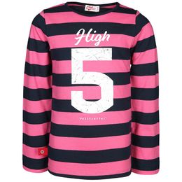 Volltreffer - Langarm-Shirt NUMBER 5 gestreift in pink/dunkelblau, Gr.98
