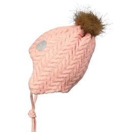 Reima - Strickmütze MURMELI aus Wolle mit Kunstfellbommel in powder pink, Gr.48