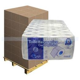 Toilettenpapier paperdi 3-lag. hochweiß, Zellstoff, Palette 2112 Rollen x 250 Blatt, Klopapier dreilagig, geprägt