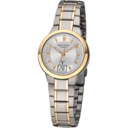 Regent Uhren Funkuhr REGENT "FR271 - 3232.91.91" Armbanduhren silberfarben (titansilberfarben, goldfarben) Damen Quarzuhren