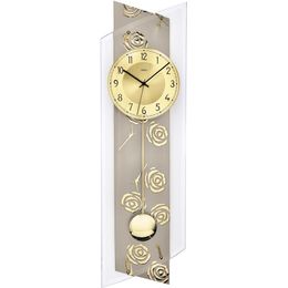 Funk-Pendelwanduhr AMS "F5223" Wanduhren Gr. B/H/L: 24 cm x 10 cm x 84 cm, goldfarben (grau, goldfarben) Pendeluhren