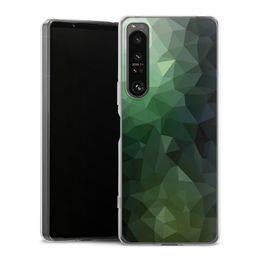 DeinDesign Handyhülle Tarnmuster Mosaik Geometric Polygonal Mosaic Green, Sony Xperia 1 IV Silikon Hülle Bumper Case Handy Schutzhülle, weiß