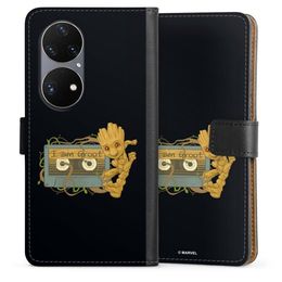 DeinDesign Handyhülle Groot Guardians Of The Galaxy Marvel, Huawei P50 Pro Hülle Handy Flip Case Wallet Cover Handytasche Leder, schwarz