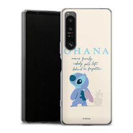 DeinDesign Handyhülle Lilo & Stitch Offizielles Lizenzprodukt Disney Ohana Stitch, Sony Xperia 1 IV Silikon Hülle Bumper Case Handy Schutzhülle, weiß