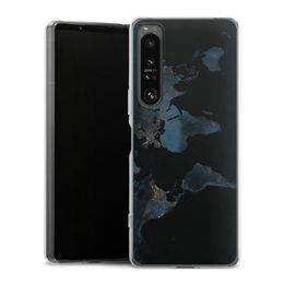 DeinDesign Handyhülle Weltkarte Landkarte Nacht Nightlight Worldmap, Sony Xperia 1 IV Silikon Hülle Bumper Case Handy Schutzhülle, weiß