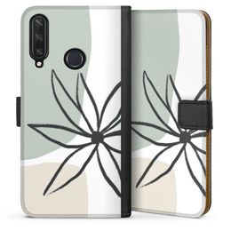 DeinDesign Handyhülle Blume Boho Malerei Flower Mint and Cream, Huawei Y6p Hülle Handy Flip Case Wallet Cover Handytasche Leder, schwarz