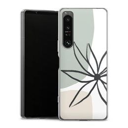 DeinDesign Handyhülle Blume Boho Malerei Flower Mint and Cream, Sony Xperia 1 IV Silikon Hülle Bumper Case Handy Schutzhülle, weiß