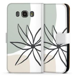 DeinDesign Handyhülle Blume Boho Malerei Flower Mint and Cream, Samsung Galaxy J5 Duos (2016) Hülle Handy Flip Case Wallet Cover, weiß